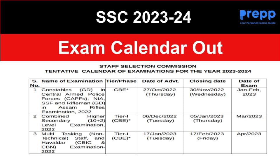 SSC Calendar 2023- 2024 Out: Download Exam Schedule