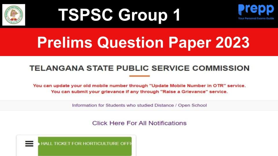 TSPSC Group 1 Prelims Question Paper 2023 with Answer Key - Download ...