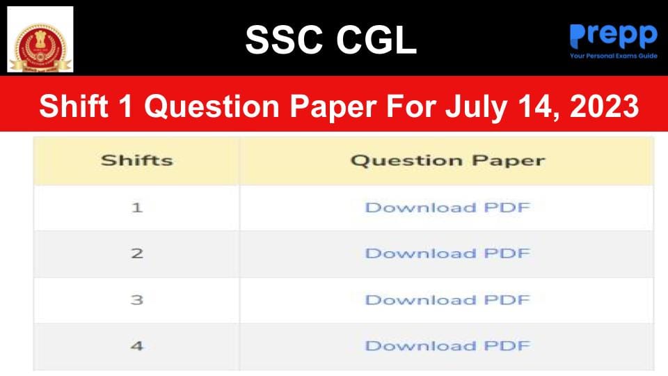 SSC CGL 2023 Tier 1 July 14 (Shift 1) Question Paper with Answer Key ...