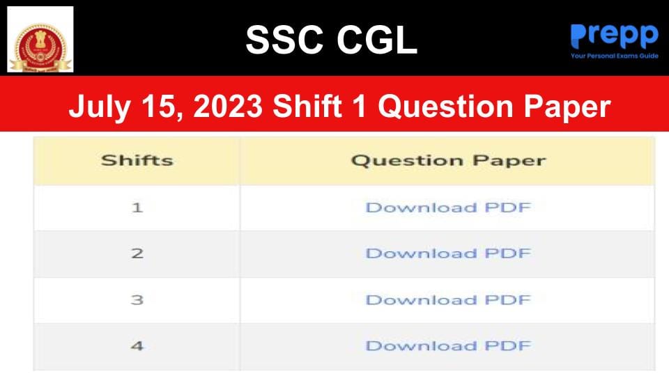 SSC CGL 2023 Tier 1 July 15 Shift 1 Question Paper with Answer Key ...