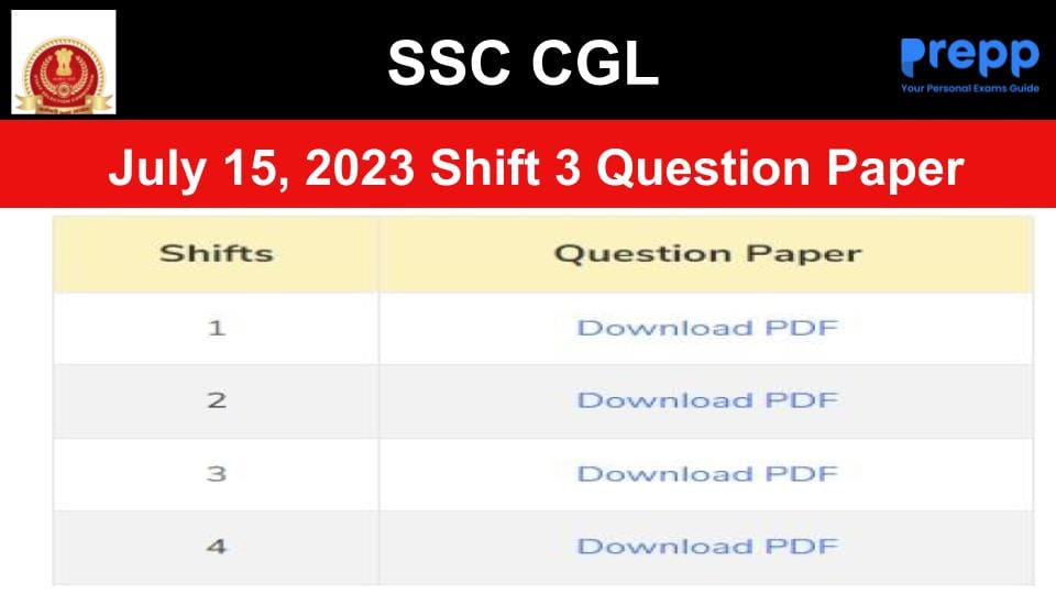 SSC CGL 2023 Tier 1 July 15 Shift 3 Question Paper with Answer Key ...