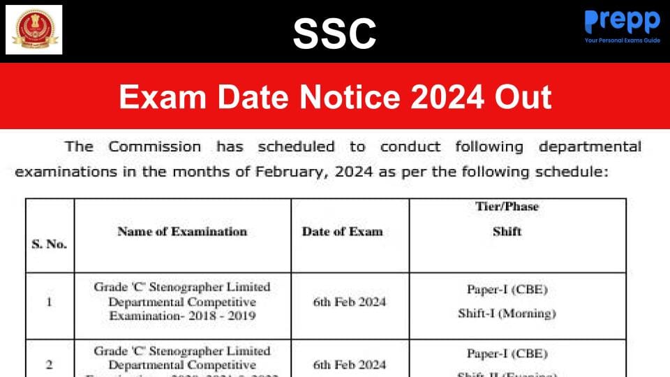 SSC Exam Date Notice 2024 Out for Grade 'C' Steno, SSA/ UDC & Other Posts