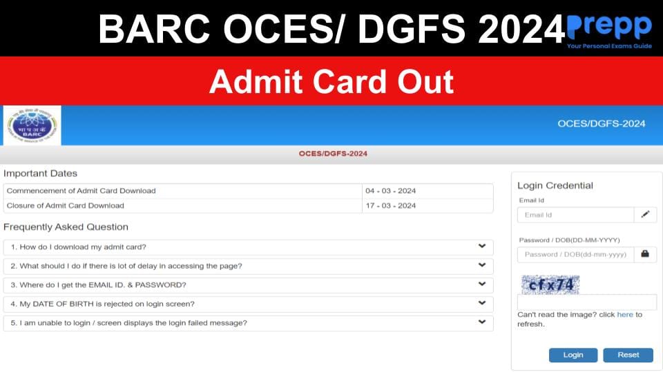 BARC OCES/ DGFS Admit Card 2024 Released at barcocesexam.in