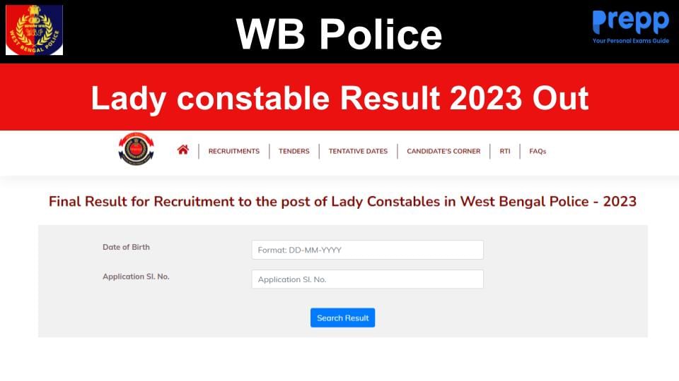 WB Police lady constable Result 2023 Out at wbpolice.gov.in; Merit list PDF