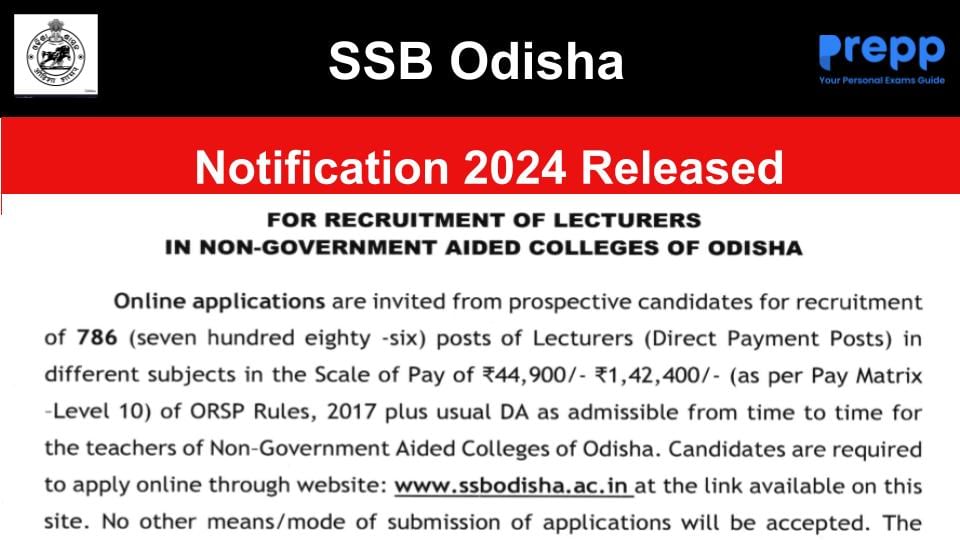 SSB Odisha Recruitment 2024 Notification Out; Apply Online for 786 Posts