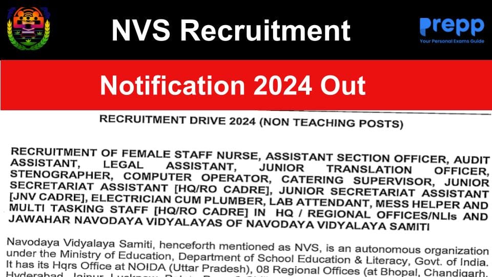 NVS Recruitment 2024 Notification Out for 1377 Posts at navodaya.gov.in ...