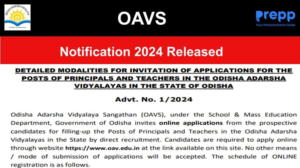 OAVS Notification 2024 Released for 1342 Vacancies @oav.edu.in