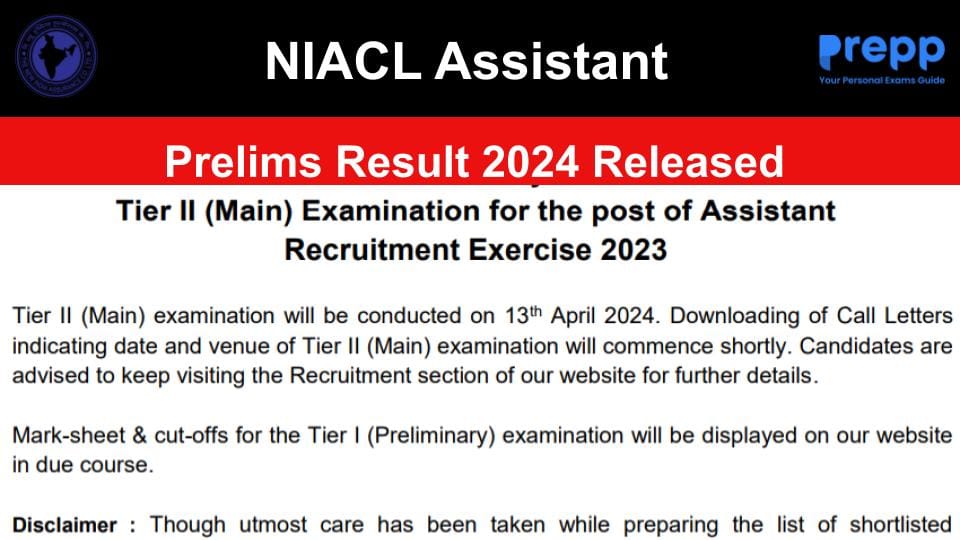 NIACL Assistant Prelims Result 2024 Released at newindia.co.in ...