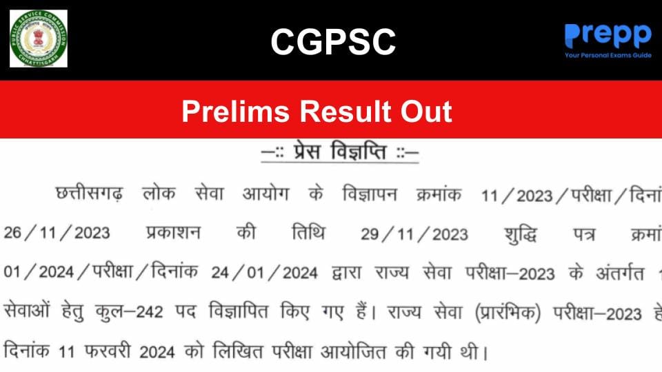 CGPSC Prelims Result 2023 Released at psc.cg.gov.in; Download PDF