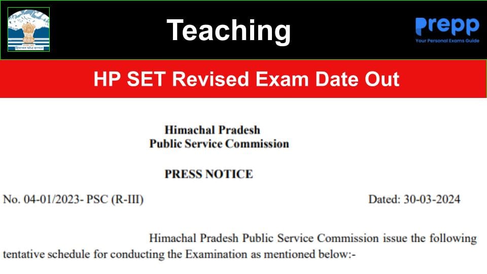 HP SET 2023 Revised Exam Dates Released at hppsc.hp.gov.in: Exam on ...