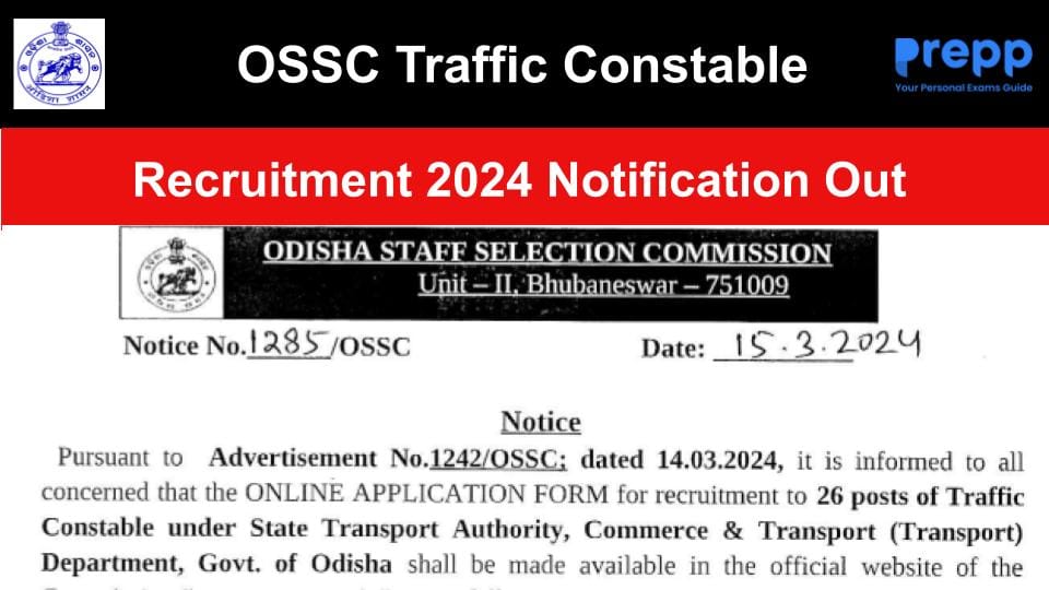 OSSC Traffic Constable Recruitment 2024 Application Begins at ossc.gov.in; Check Details