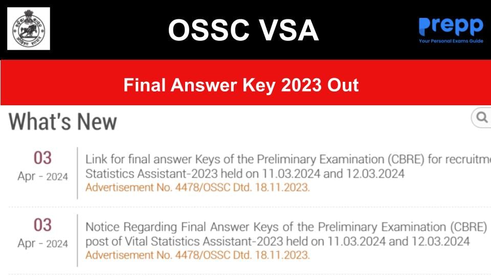 OSSC VSA 2023 Final Answer Key Out at ossc.gov.in; Download Response Sheet PDF