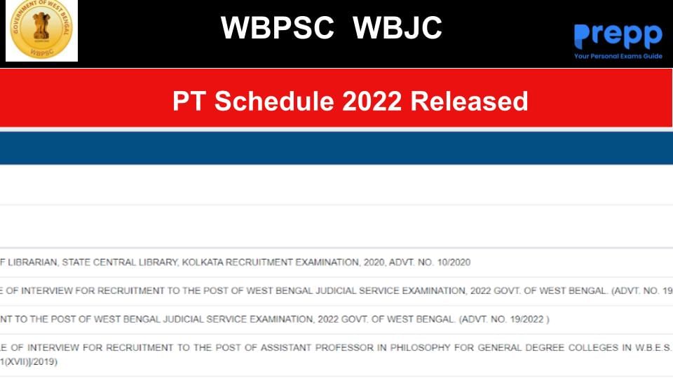 WBPSC WBJS 2022 PT Schedule Out at wbpsc.gov.in; Download PDF