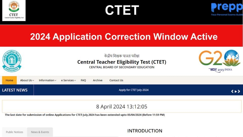 CTET Form Correction 2024 Begins at ctet.nic.in