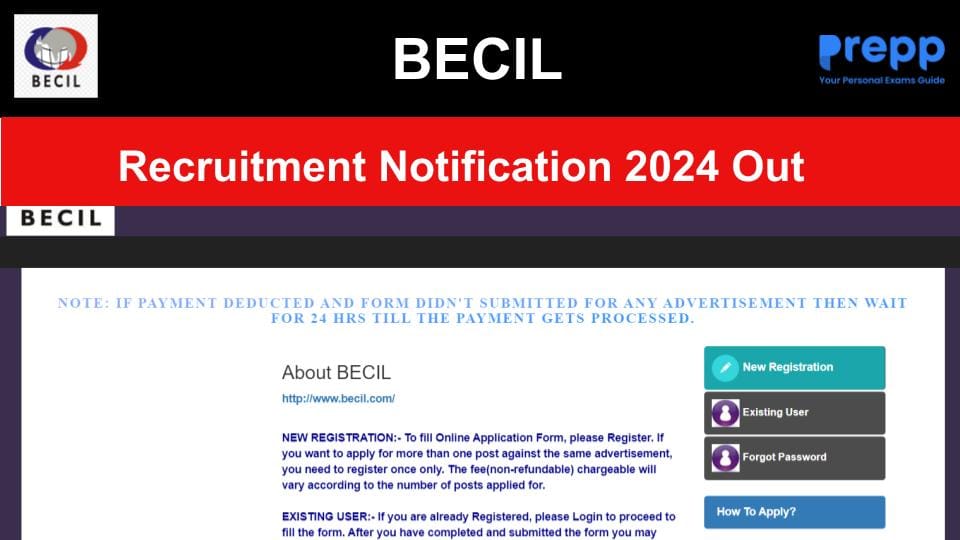 BECIL Registration 2024 For MO, Pharmacist & Other Posts at becil.com; Apply Online