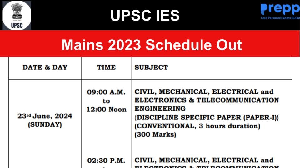 UPSC IES Mains 2023 Schedule Announced at upsc.gov.in: Download PDF