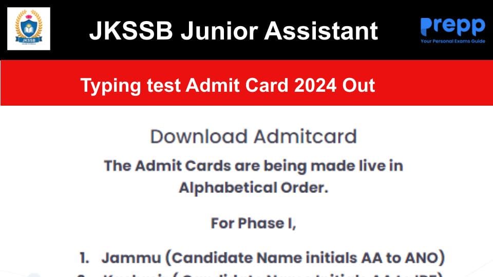 JKSSB Junior Assistant Typing Test Admit Card 2024 Out at jkssb.nic.in ...