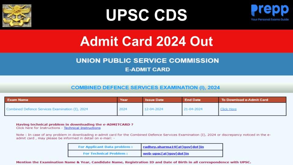 CDS Admit Card 2024 Out at upsconline.nic.in; Exam on April 21