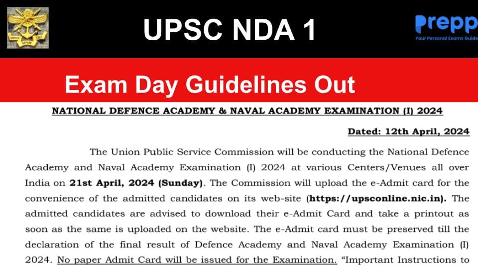 NDA 1 Exam Day Guidelines 2024 Out at upsc.gov.in