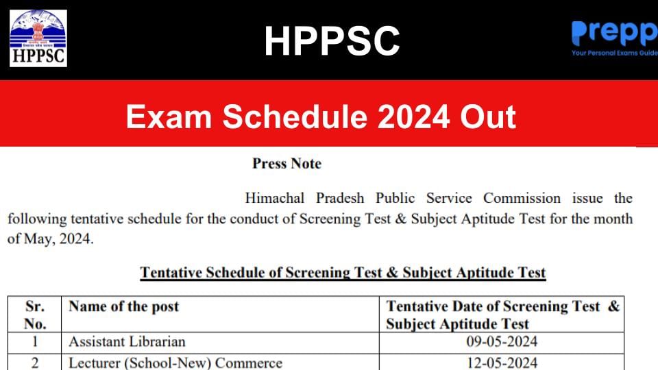 HPPSC Exam Date 2024 Out for RO, ARO and other posts at hppsc.hp.gov.in: Download Schedule