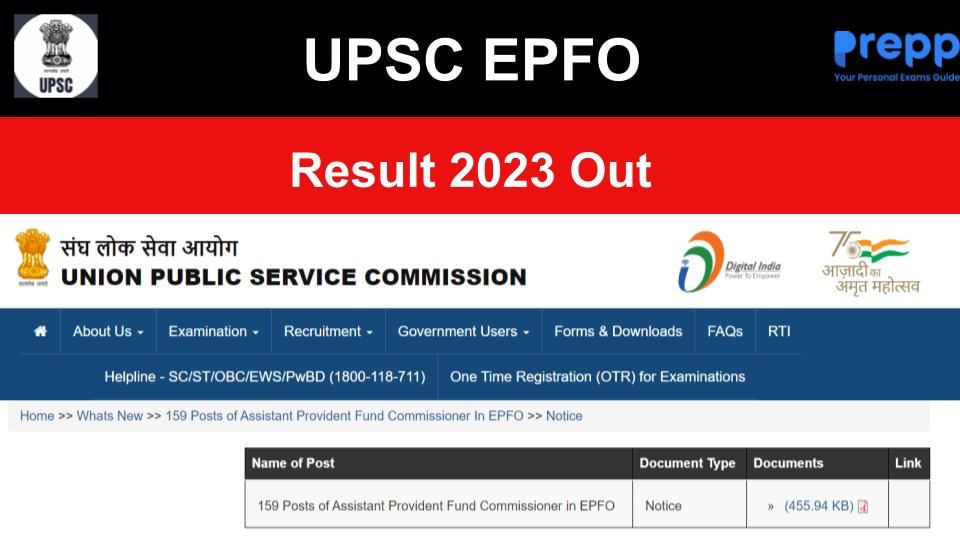 UPSC EPFO APFC Result 2023 Out at upsc.gov.in; Download PDF