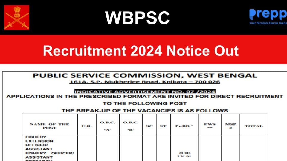 WBPSC Recruitment 2024 Notice Out at psc.wb.gov.in; Apply for FEO, AFO ...