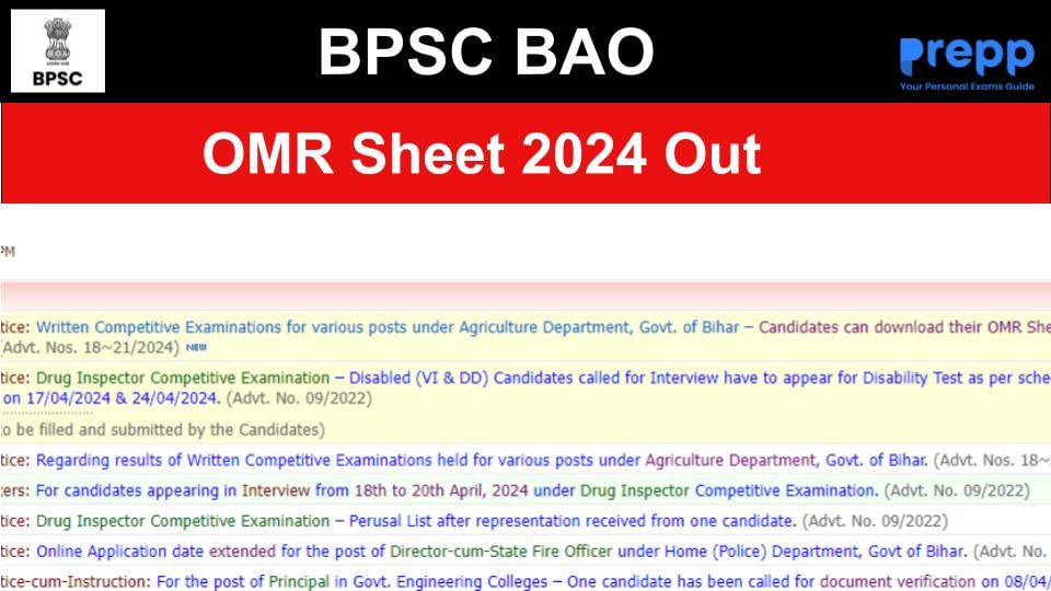 BPSC BAO OMR Sheet 2024 Out at bpsc.bih.nic.in: Direct Link to Download Here