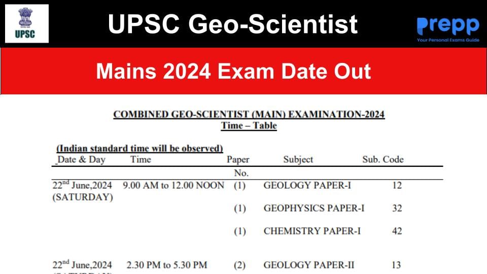 UPSC Geo-Scientist 2024 Mains Exam Schedule Out at upsc.gov.in