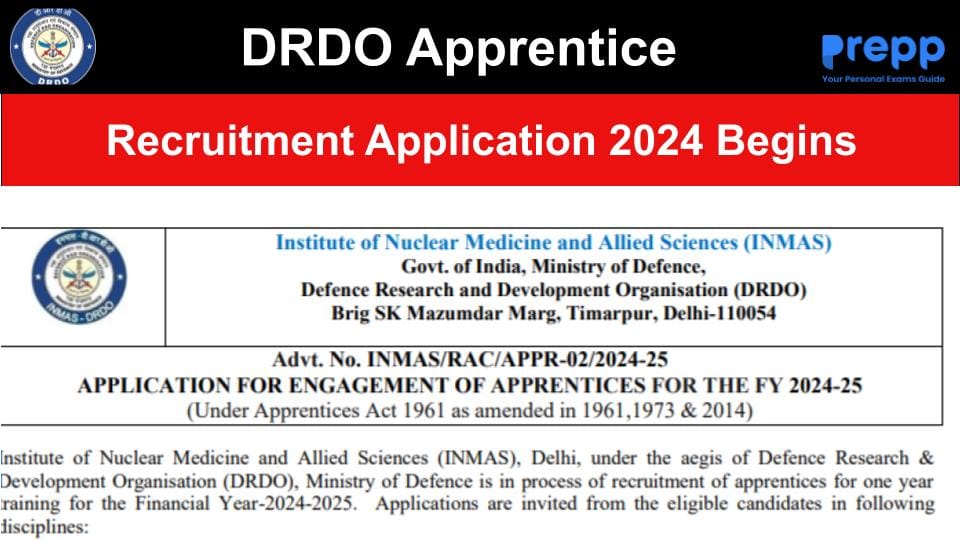DRDO Apprentice Recruitment 2024 Application Begins for 38 Vacancies at drdo.gov.in