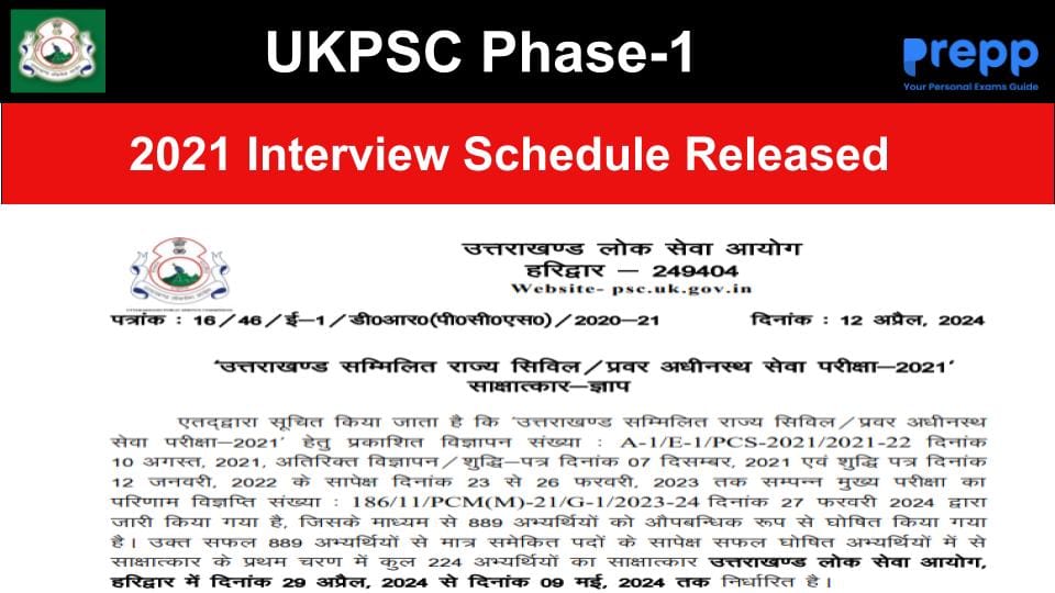 UKPSC Phase-I 2021 Interview Schedule Out at psc.uk.gov.in; Download PDF