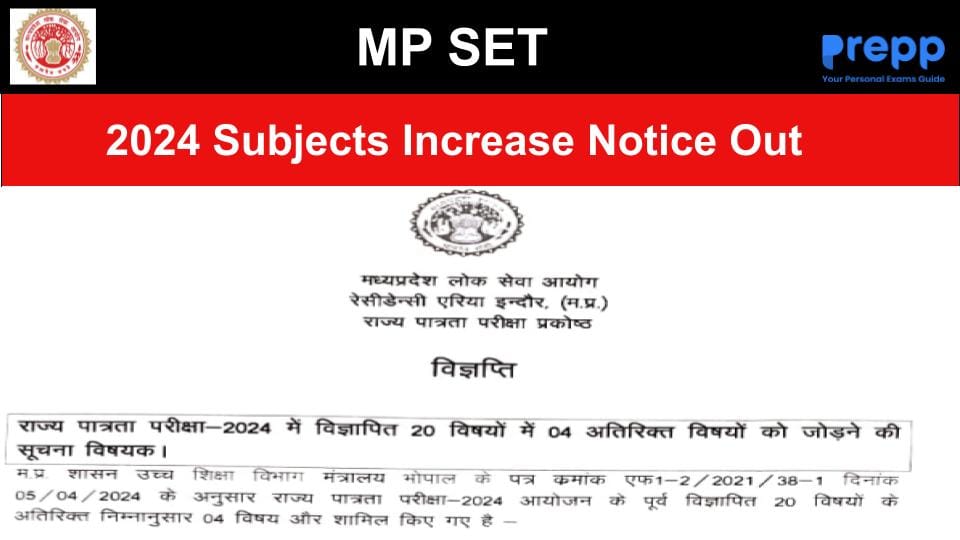 MP SET 2024 Subjects Increases and Application Extended; Notice Out at ...