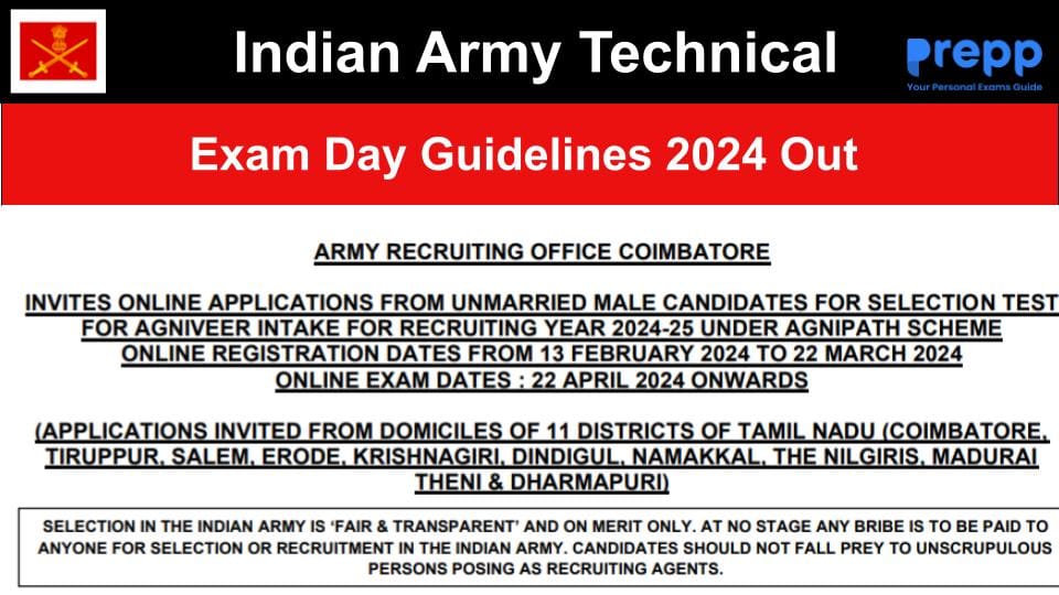 Army Agniveer 2024 Exam Day Guidelines Released at joinindianarmy.nic ...