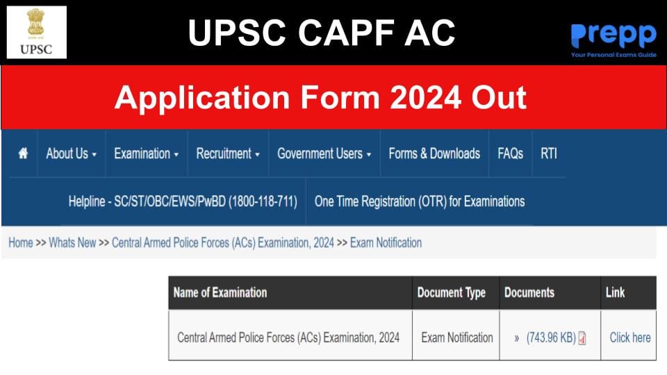 UPSC CAPF AC 2024 Registrations Closing May 14; Apply Online at upsc.gov.in