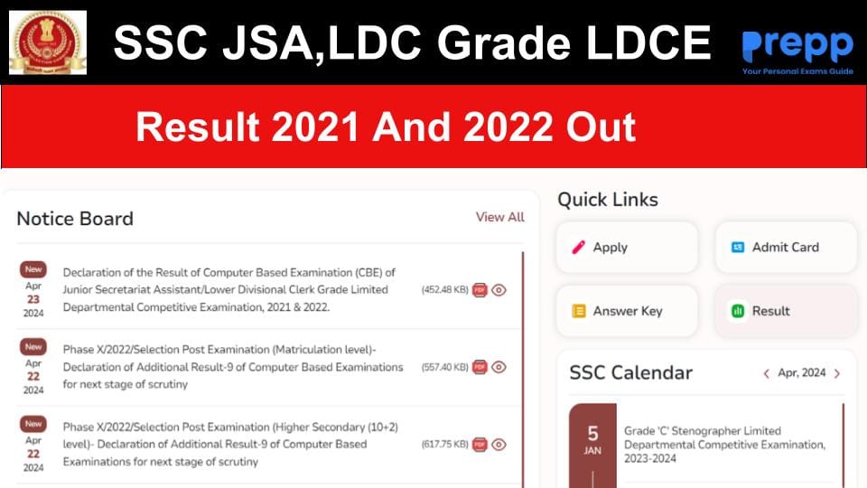 SSC JSA, LDC Grade LDCE Result 2021 & 2022 Released at ssc.gov.in ...