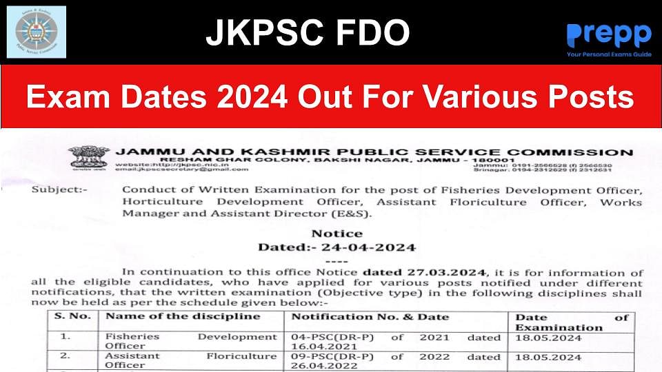JKPSC FDO Exam Date Out 2024 at jkpsc.gov.in; Download Exam Schedule PDF JKPSC FDO Exam Date Out 2024 at jkpsc.gov.in; Download Exam Schedule PDF