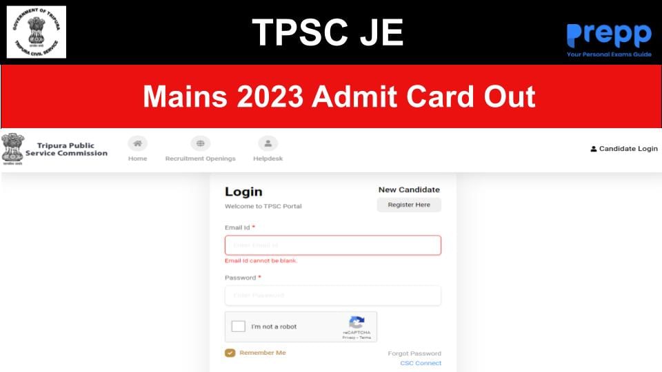TPSC JE Mains Admit Card 2023 Released at tpsc.tripura.gov.in; Download ...