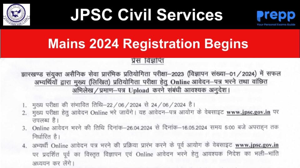 JPSC Civil Services Mains 2024 Registration Begins at jpsc.gov.in ...