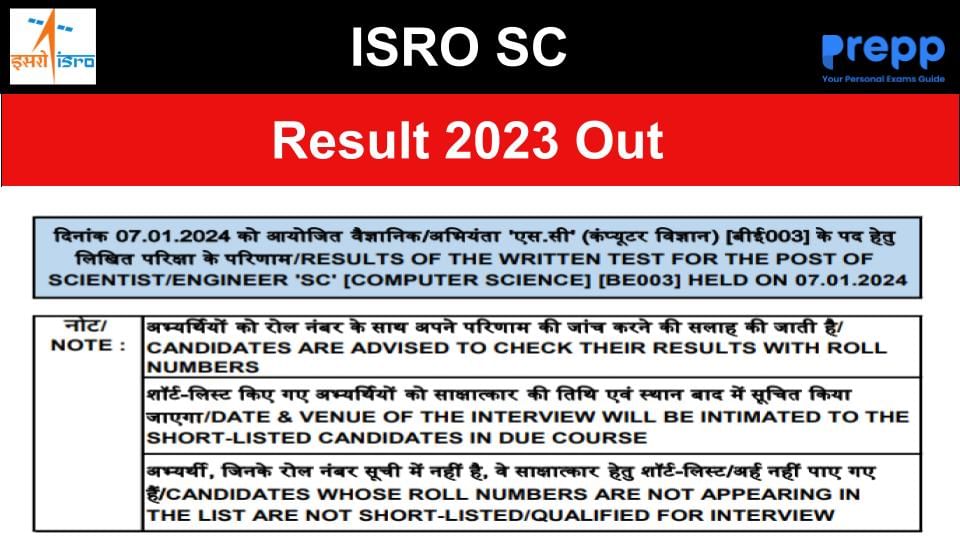 ISRO SC Result 2023 Out at isro.gov.in; Download Merit List PDF Here