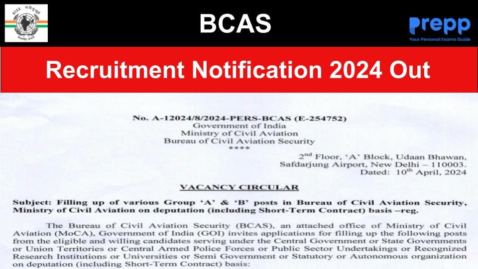 BCAS Recruitment 2024 Application Begins; Apply Offline for 108 Posts