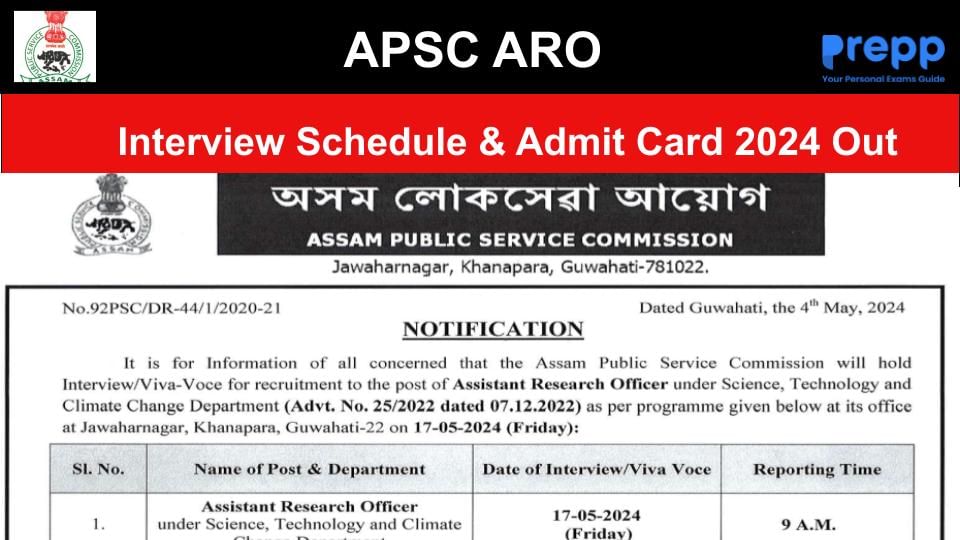 APSC ARO 2024 Interview Schedule and Admit Card Out at apsc.nic.in ...