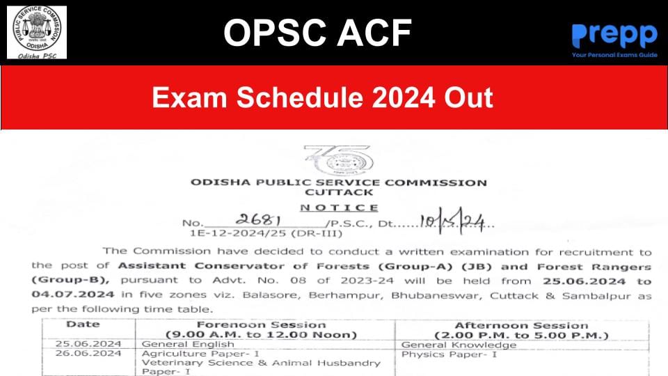 OPSC ACF Exam Schedule 2024 Out at opsc.gov.in; Check Shift Timings