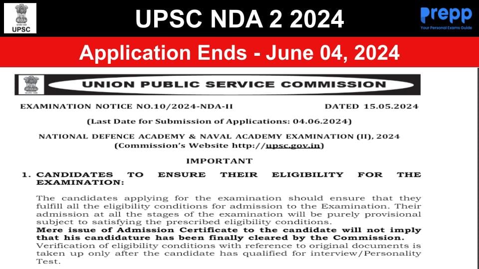 NDA 2 2024 Notification Out at upsc.gov.in: Direct Link to Apply Online