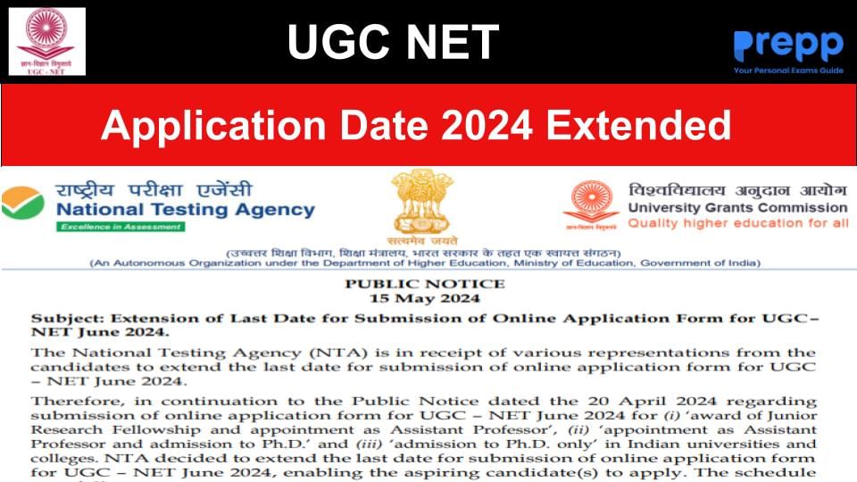 UGC NET June 2024 Application Date Extended; Apply Online at ugcnet.nta.ac.in
