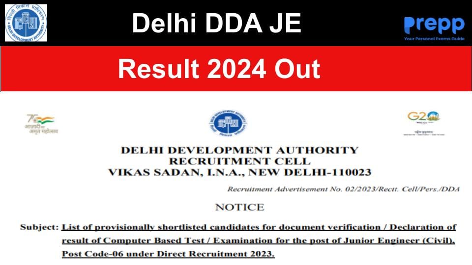 Delhi DDA JE Result 2024 Out at dda.gov.in; Download Merit List PDF