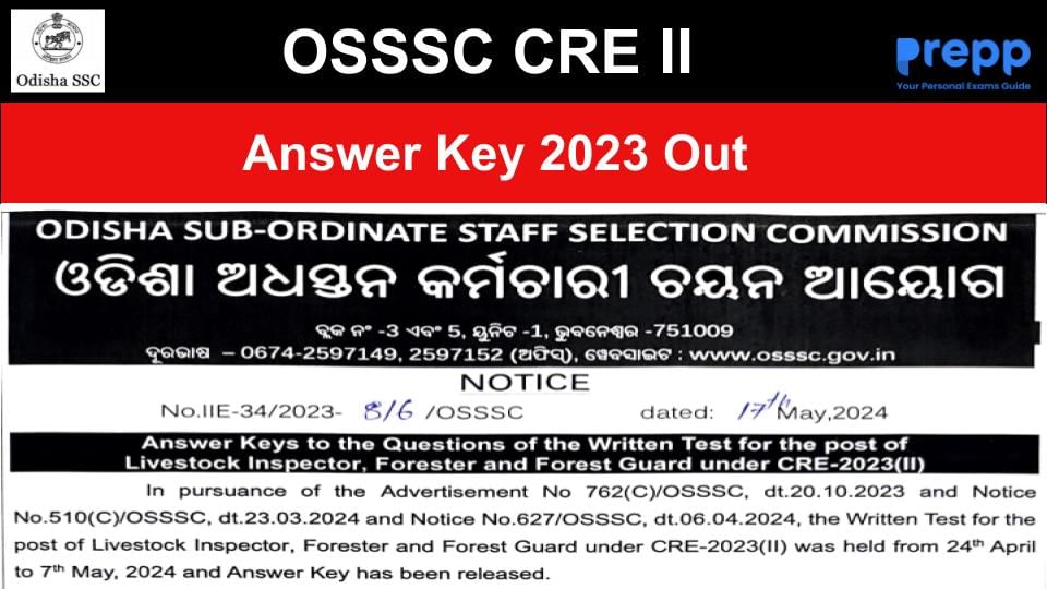 OSSSC CRE II Answer Key 2023 Out at osssc.gov.in; Raise Objections Here