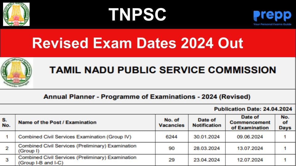 TNPSC Revised Exam Dates 2024 Out for All Groups at tnpsc.gov.in;
