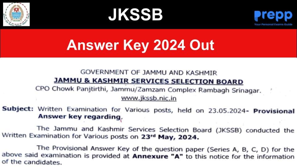 JKSSB Answer Key 2024 Out at jkssb.nic.in; Submit Offline Objections up to May 27