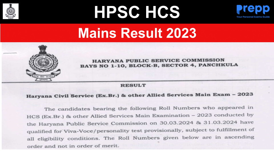 HPSC HCS Mains Result 2023 Out at hpsc.gov.in; Download Merit List Here