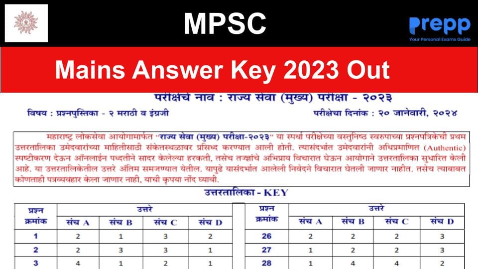 MPSC Rajyaseva Mains 2023 Answer Key Released; Download Subject-wise PDF