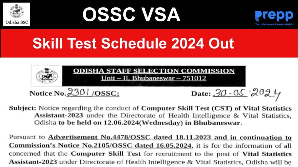 OSSC VSA Skill Test Schedule 2024 Out at ossc.gov.in; Check Admit Card ...